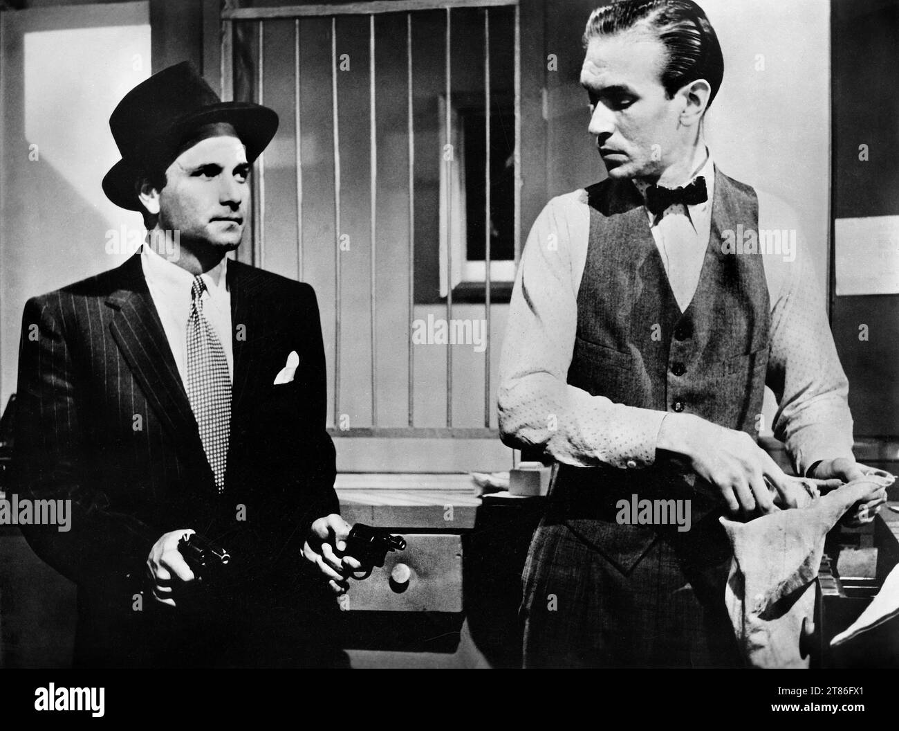 Peter Falk (left), on-set of the film, "Pretty Boy Floyd", Continental ...