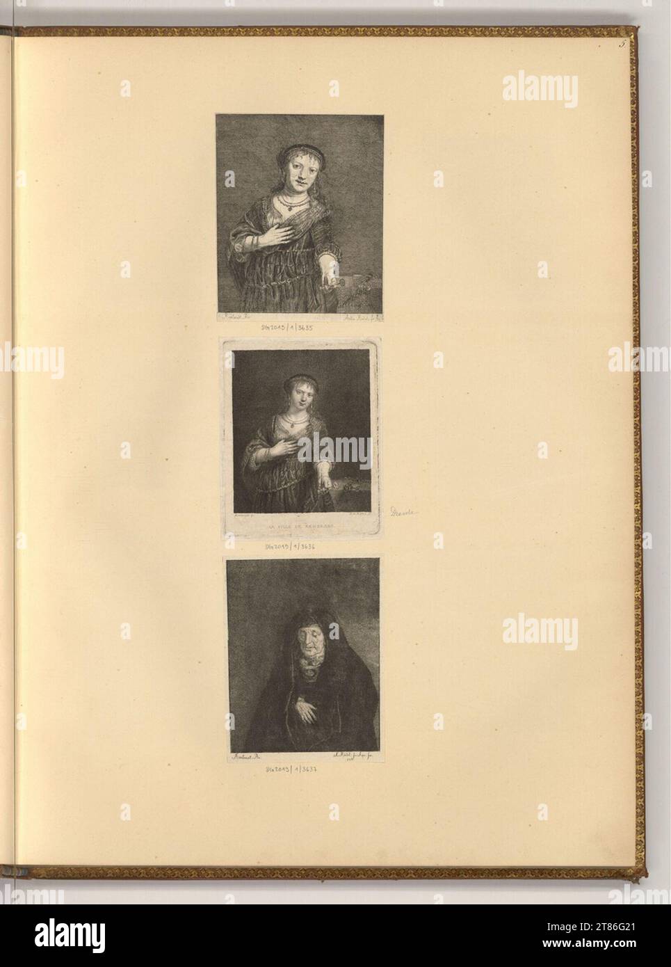 Anton Heinrich Riedel (Engraver) Rembrandt's wife as flora; Old woman ...