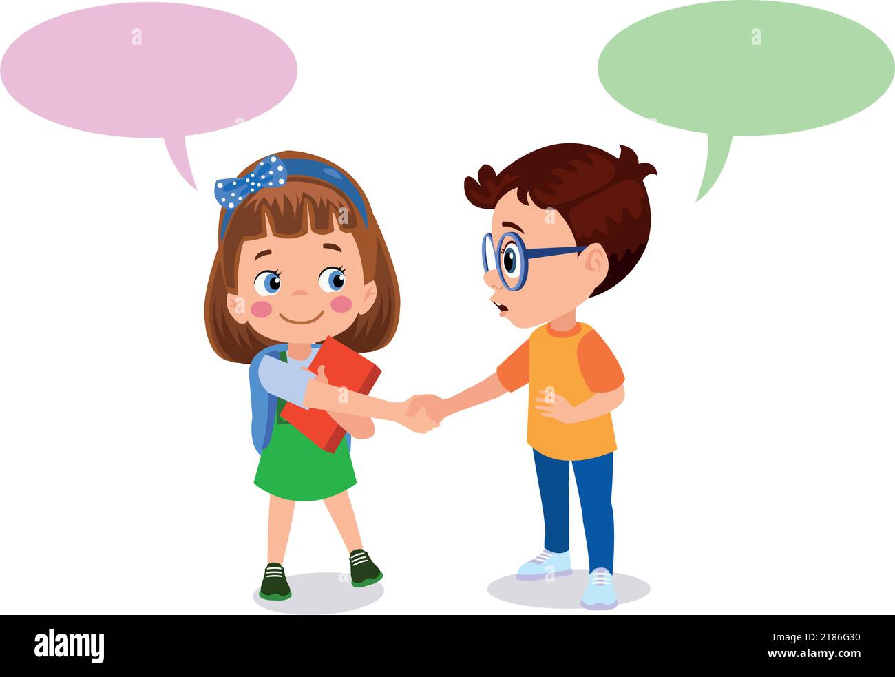 little kid do hand shake with friend acquaintance Stock Vector Image ...