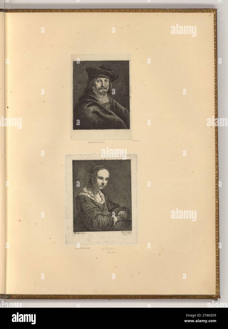 Johann Anton Riedel (Engraver) Portrait of a man with beret; Portrait ...