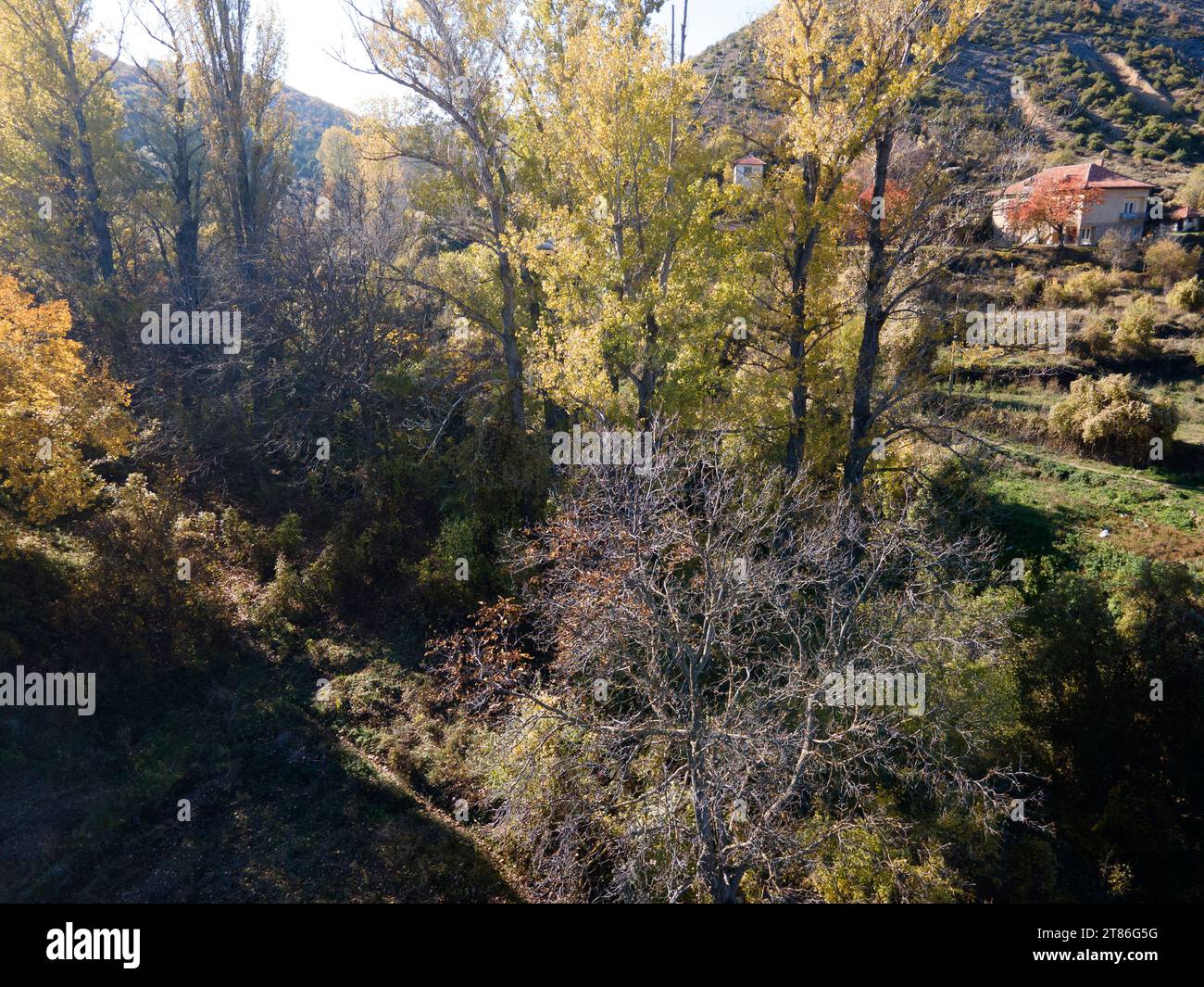 Aerial Autumn view of Zemen Gorge, Kyustendil Region, Bulgaria Stock ...