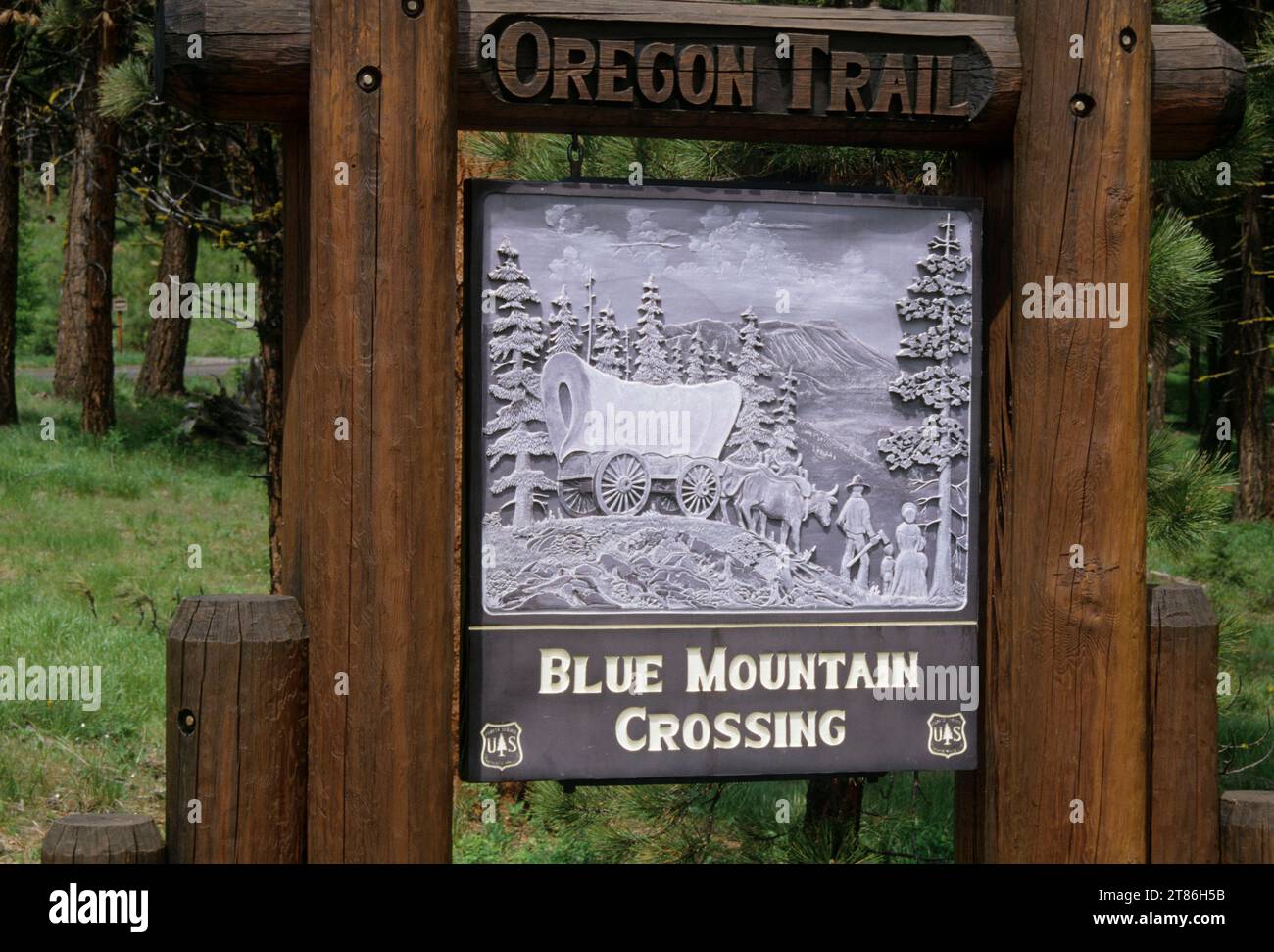 Entrance sign, Oregon Trail Interpretive Park at Blue Mountain Crossing ...