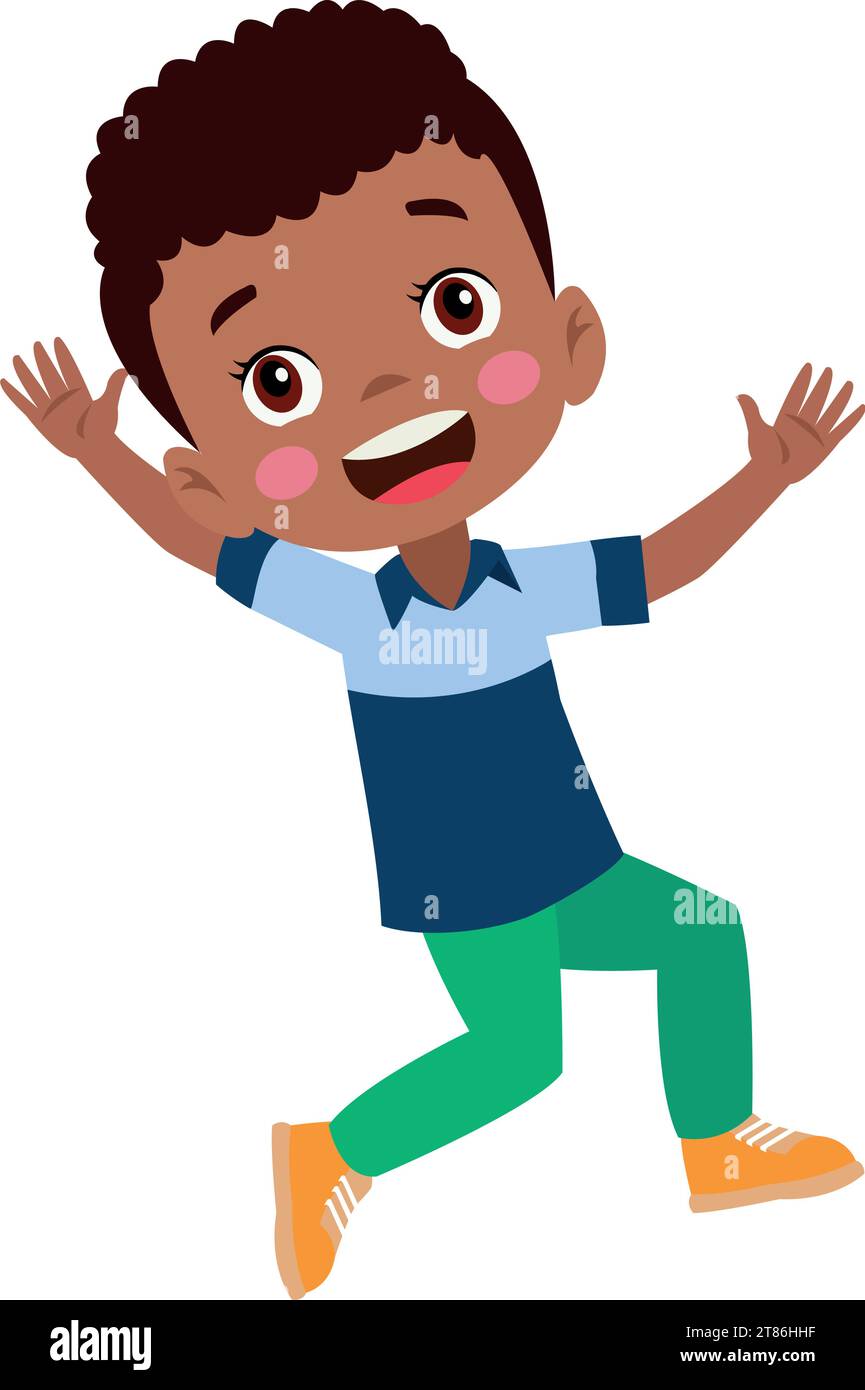 Jumping kids. Happy funny children playing and jumping in different ...