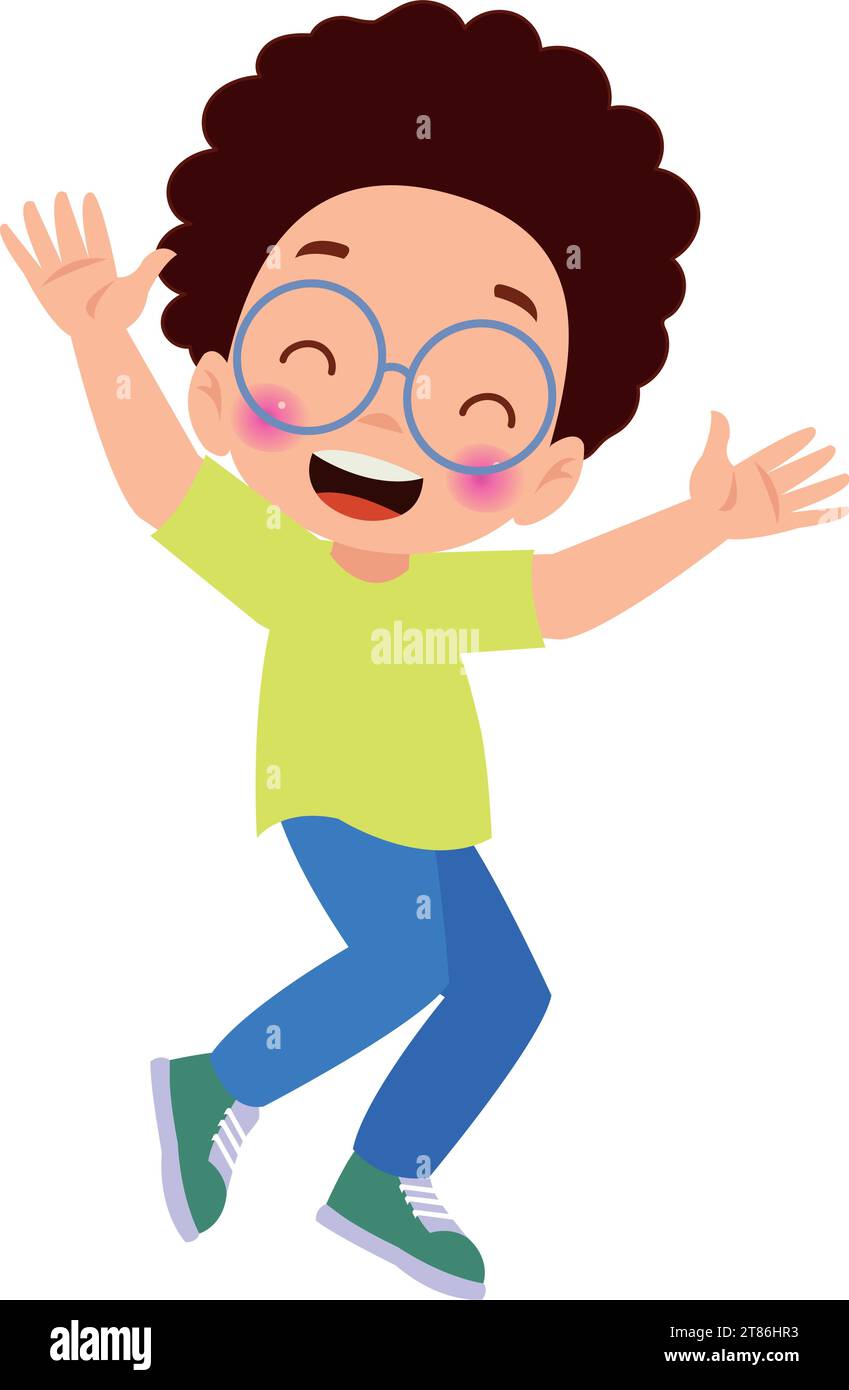 Jumping kids. Happy funny children playing and jumping in different ...
