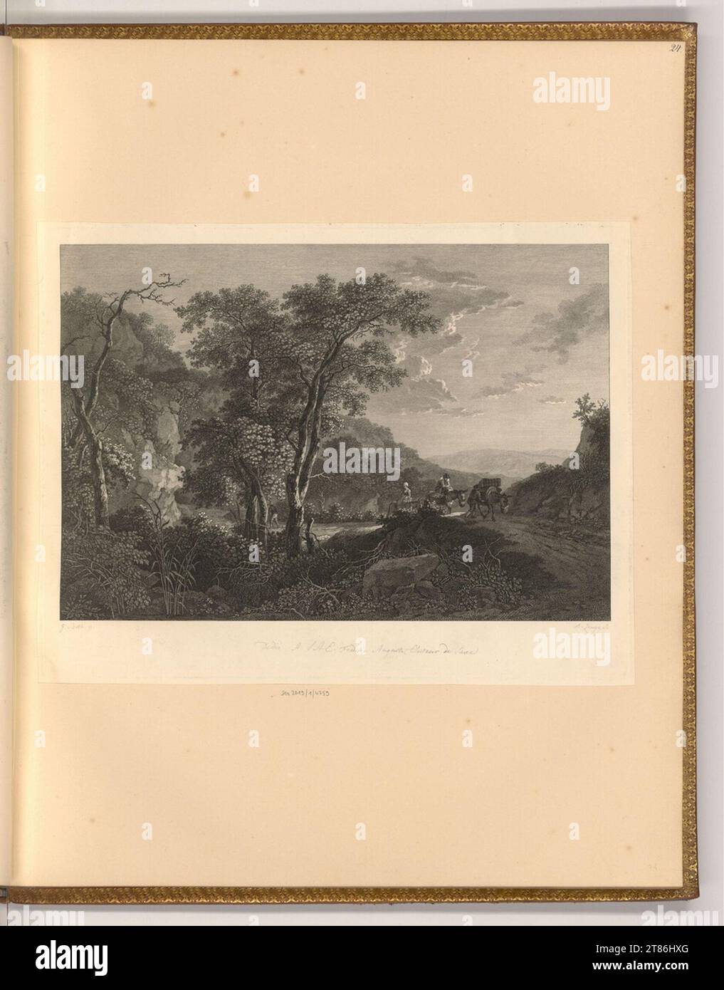 Adrian Zingg (Engraver) Landscape with mule caravan. etching 1750-1816 ...