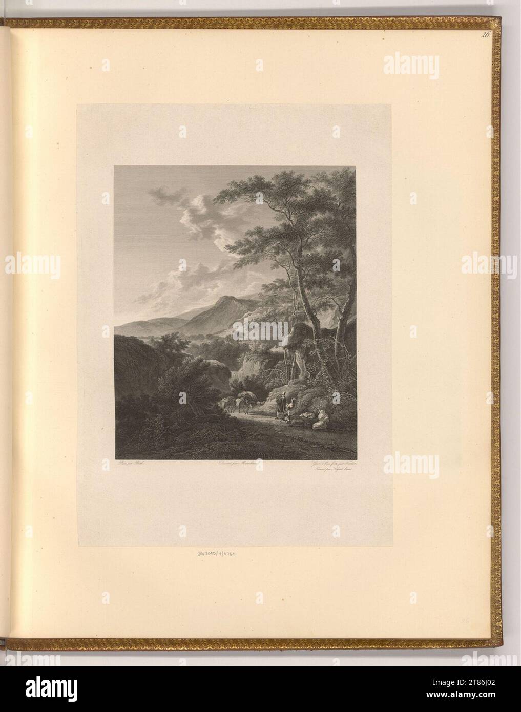 Claude-François Fortier (Engraver) Landscape with two shepherds ...