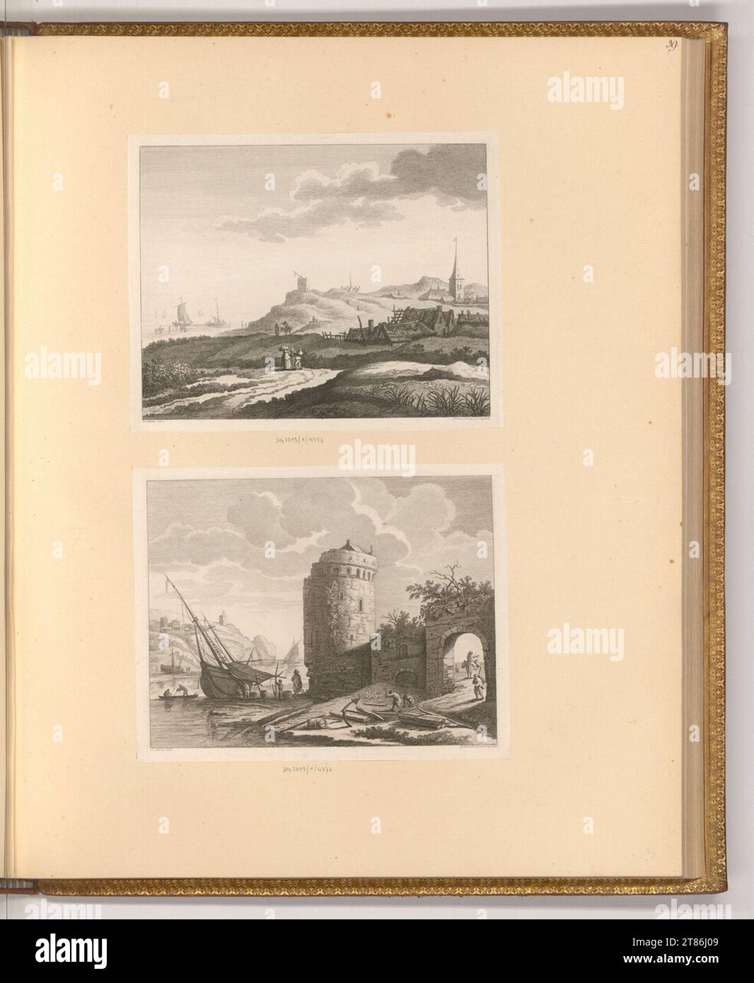 Juliane Wilhelmine Bause (Engraver) Landscape with tower and shipyard ...