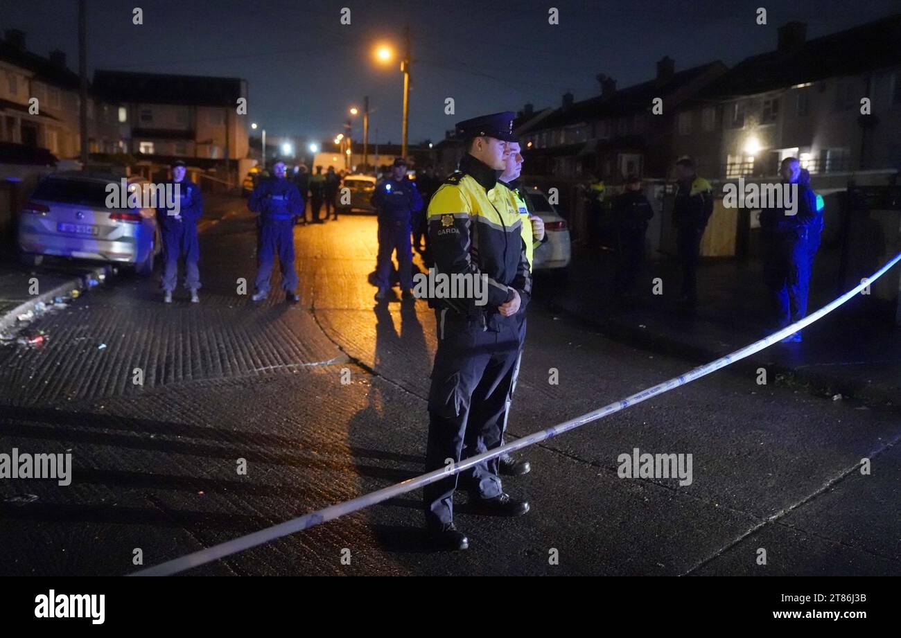 The scene in Finglas, north Dublin, after a male was shot and injured ...