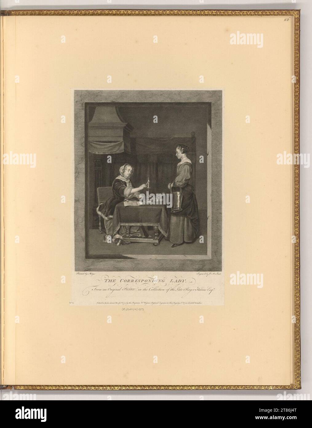 Victor Marie Picot (Engraver) A lady heats the seal wax for a letter ...