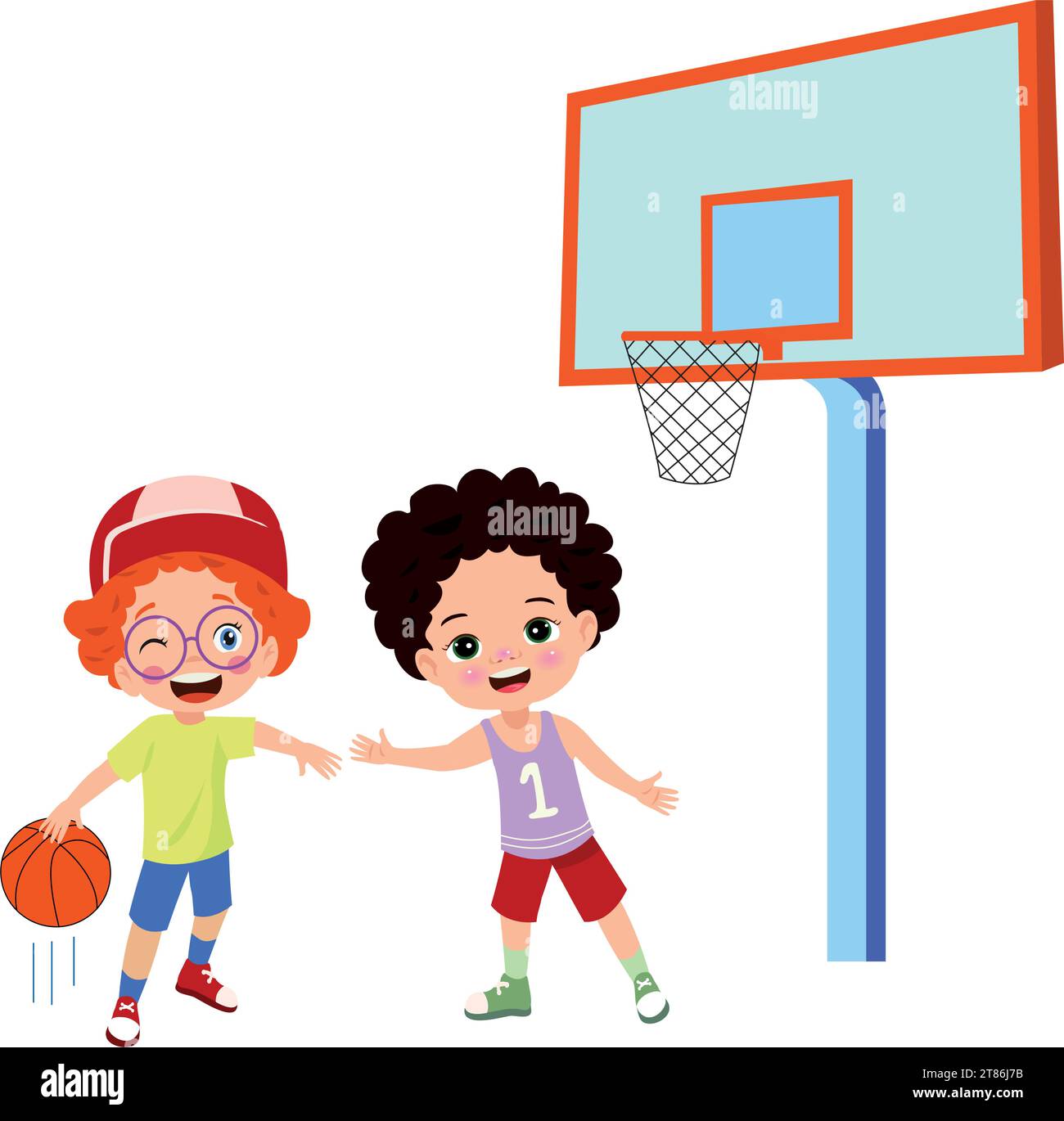 Vector Illustration Of Kid Playing Basketball Stock Vector Image & Art ...