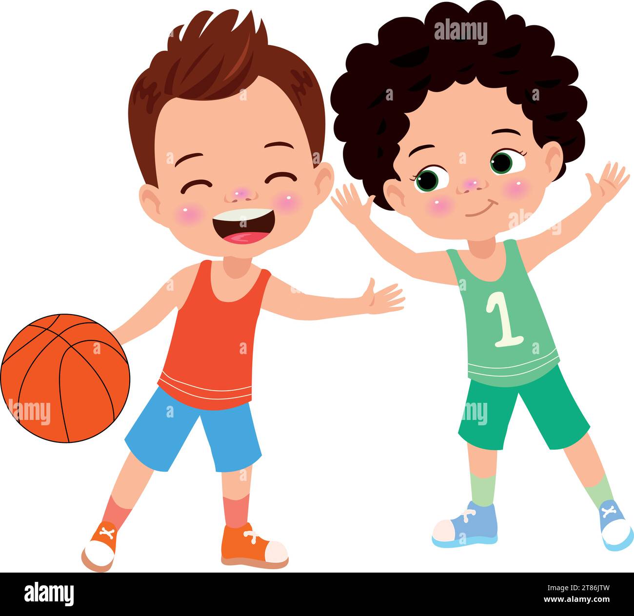 Vector Illustration Of Kid Playing Basketball Stock Vector Image & Art ...