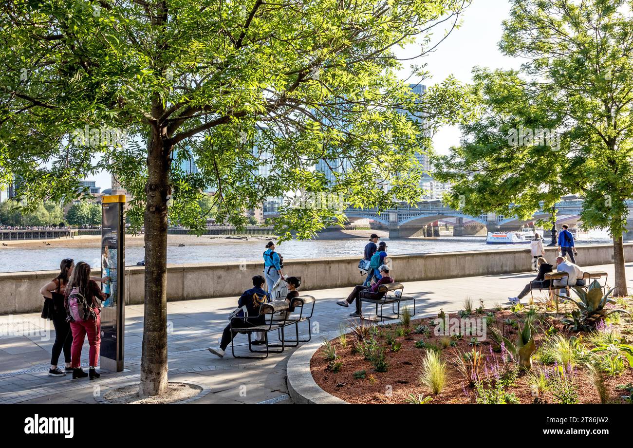 People Walking along the Embankment in The Summer London UK Stock Photo ...