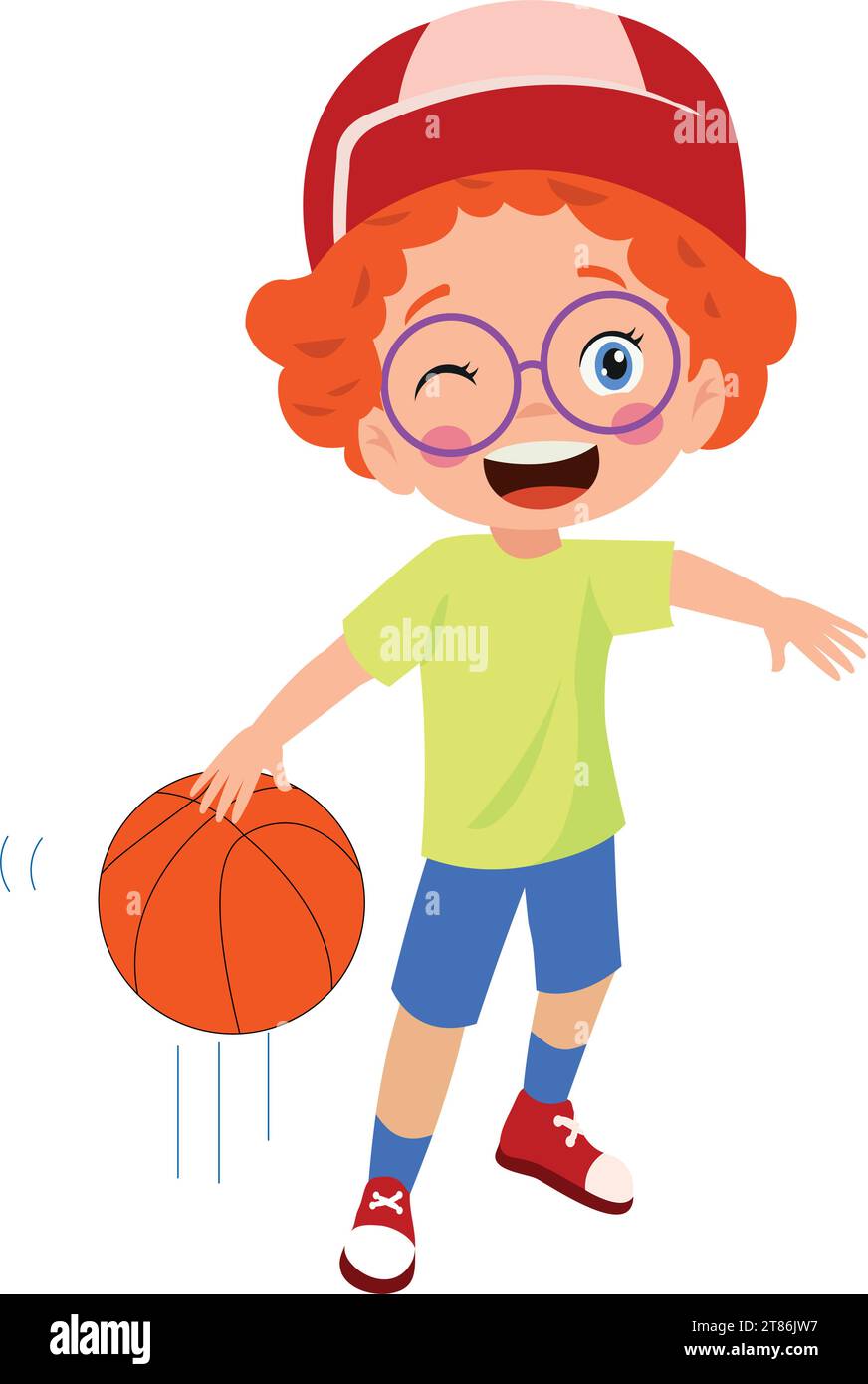 Vector Illustration Of Kid Playing Basketball Stock Vector Image & Art ...