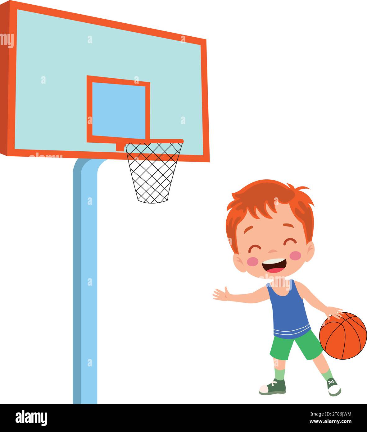 Vector Illustration Of Kid Playing Basketball Stock Vector Image & Art ...