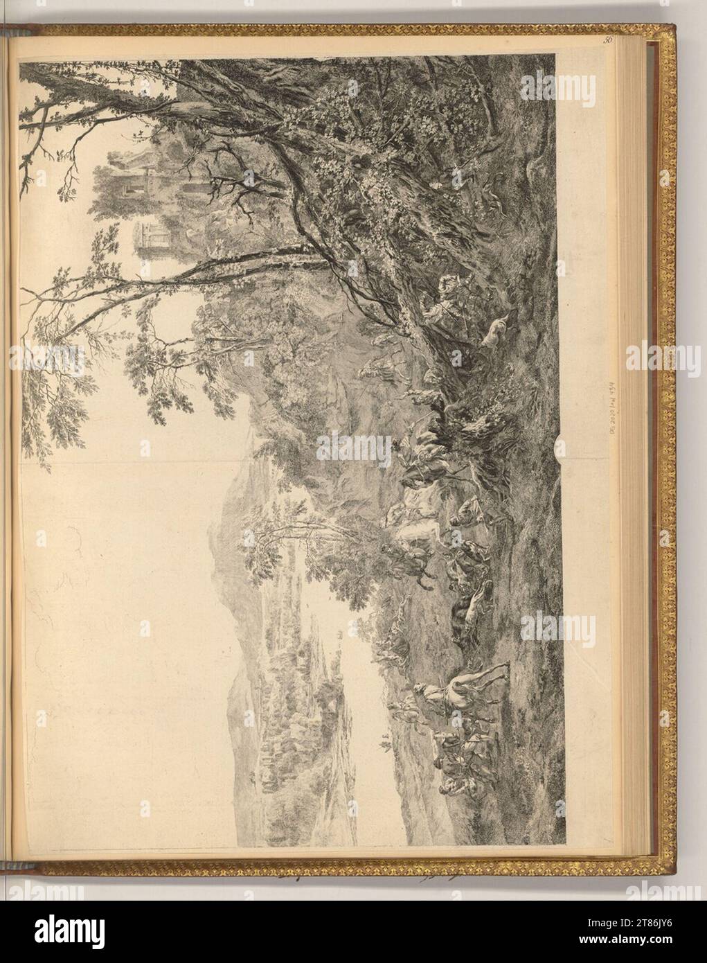 Jacques-Philippe Le Bas (Engraver) The wild boar hunt. etching around ...