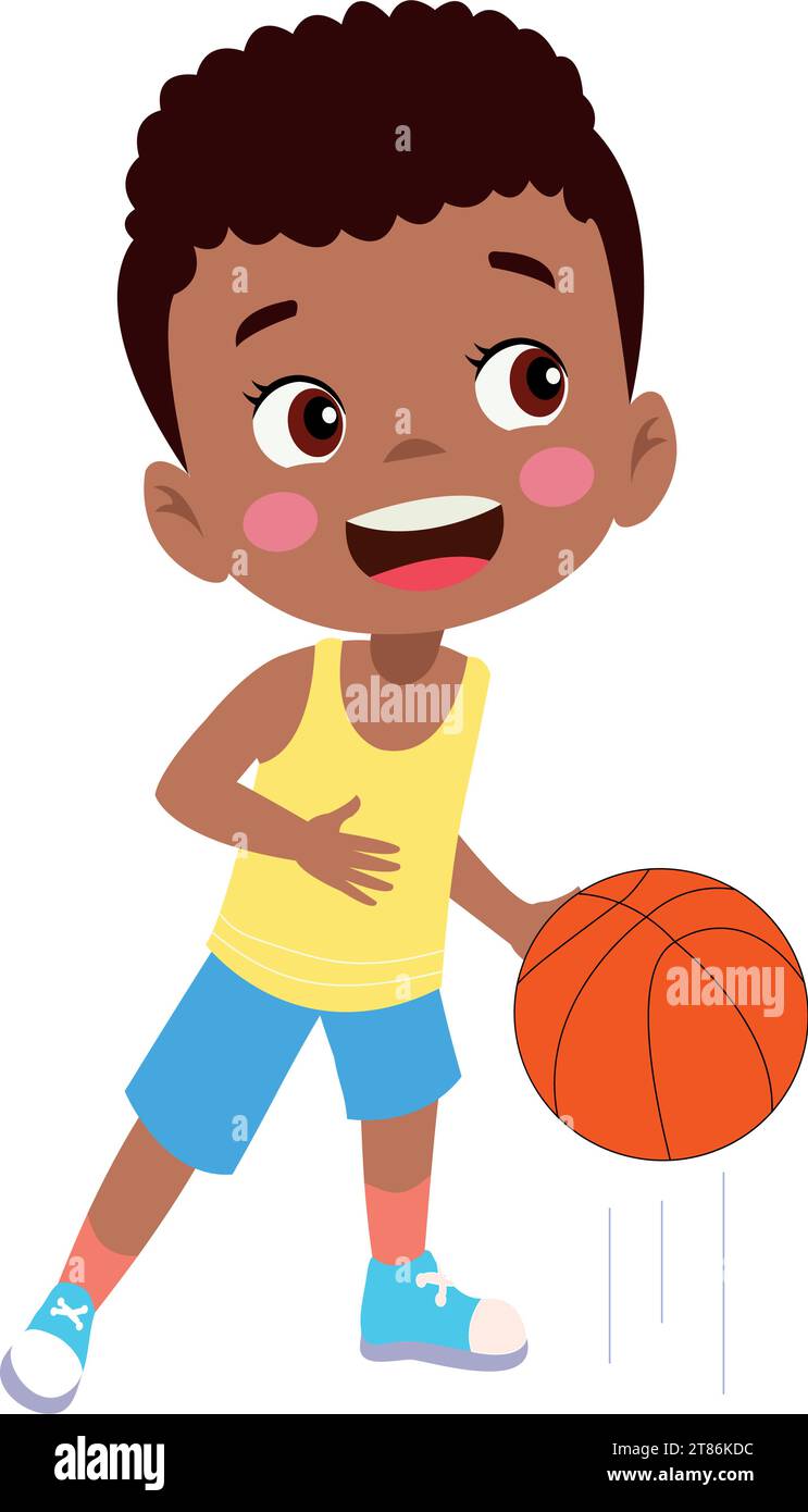 Vector Illustration Of Kid Playing Basketball Stock Vector Image & Art ...