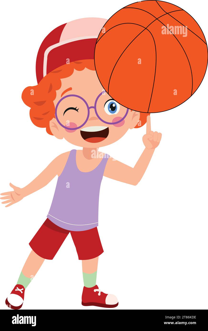 Vector Illustration Of Kid Playing Basketball Stock Vector Image & Art ...