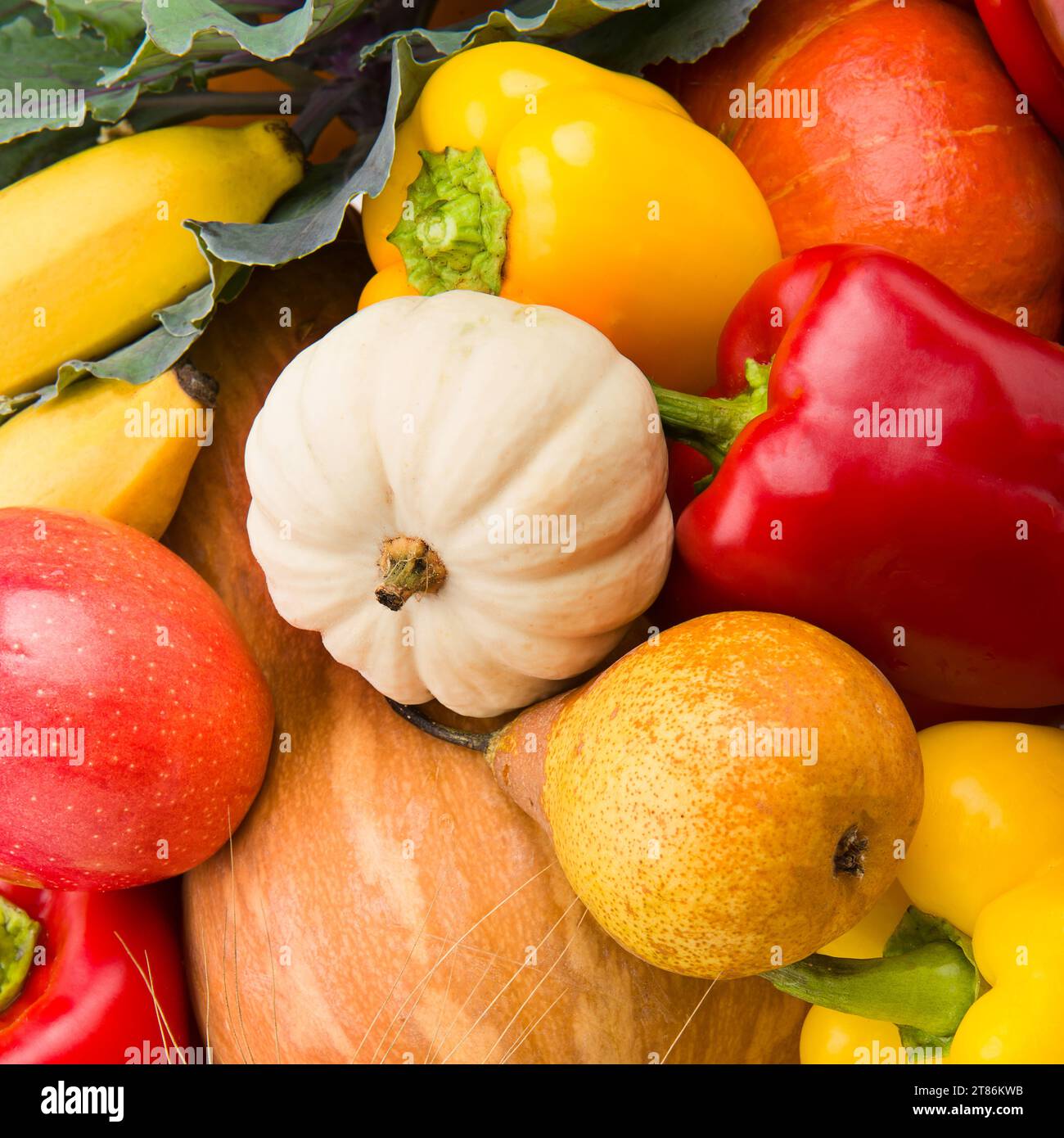 Set of vegetables and fruits. Beautiful bright background Stock Photo ...