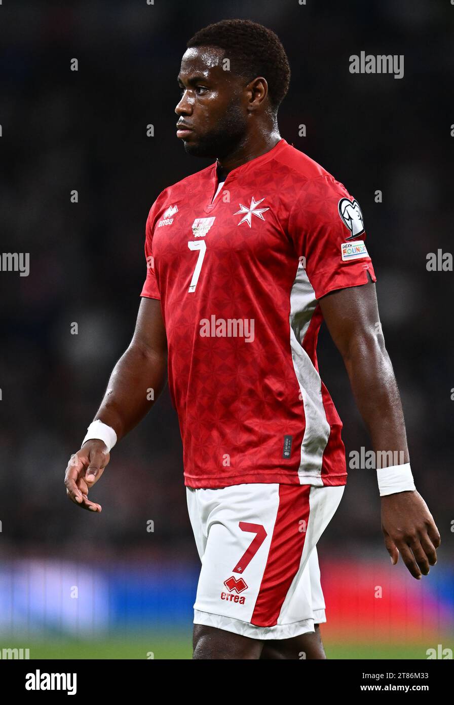 LONDON, ENGLAND - November 17: Joseph Essien Mbong of Malta during the UEFA EURO 2024 European ...