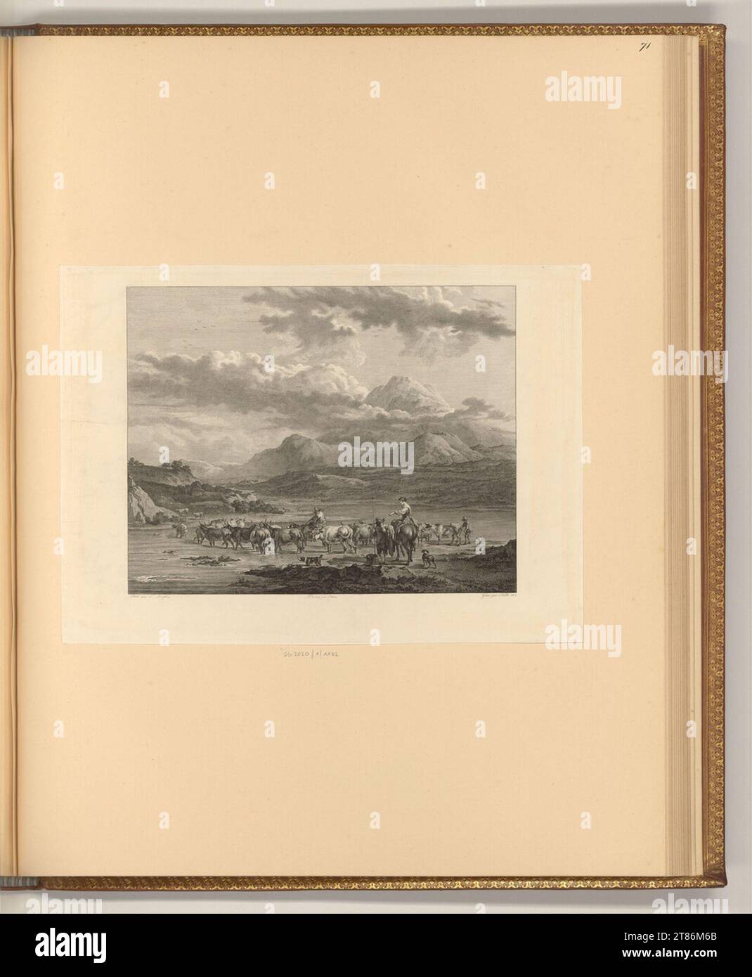 Abraham Jacobsz. Hulk (Engraver) Shepherds pull through a river bed ...