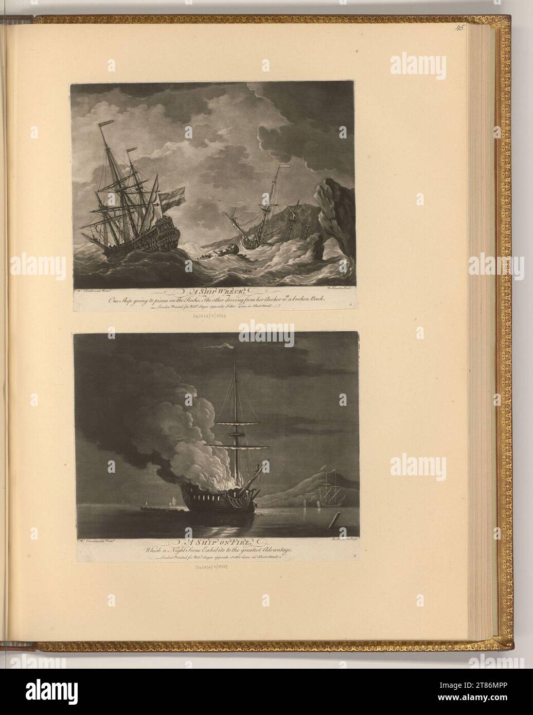 Richard Houston (Engraver) A ship wreck; A ship on fire. Schaubkunst ...