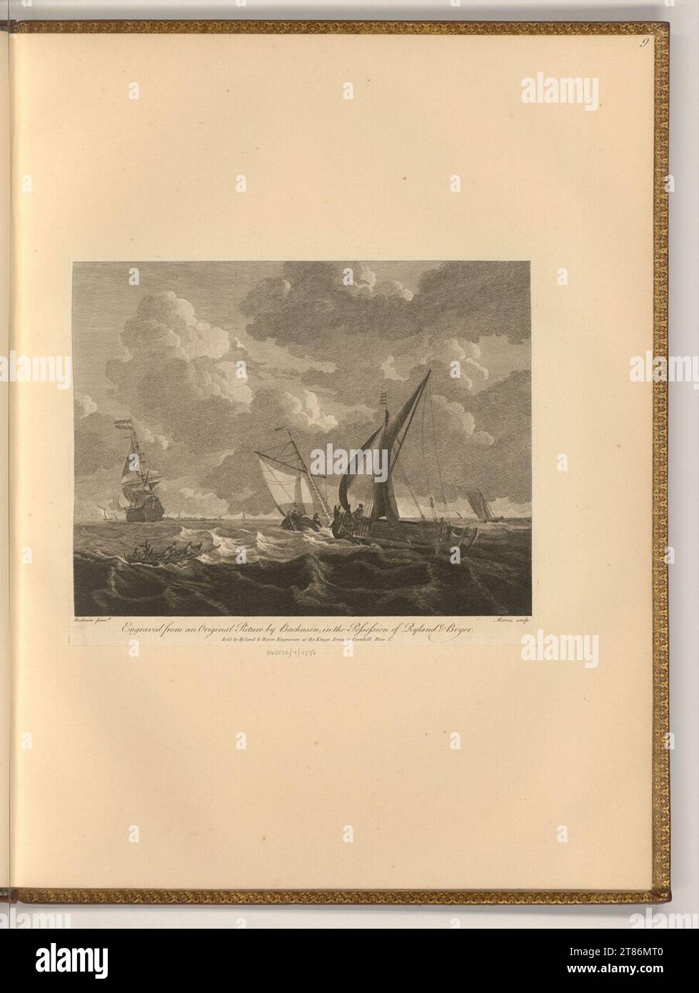 Thomas Morris (Engraver) Sea piece with sailing boats. etching 1750 ...