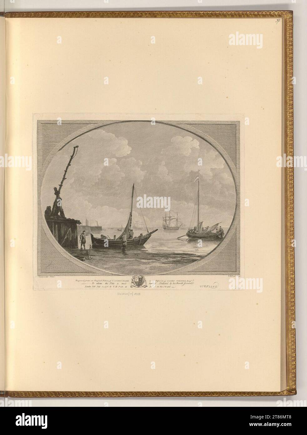 Victor Marie Picot (Engraver) Ufer landscape with sailing ships ...