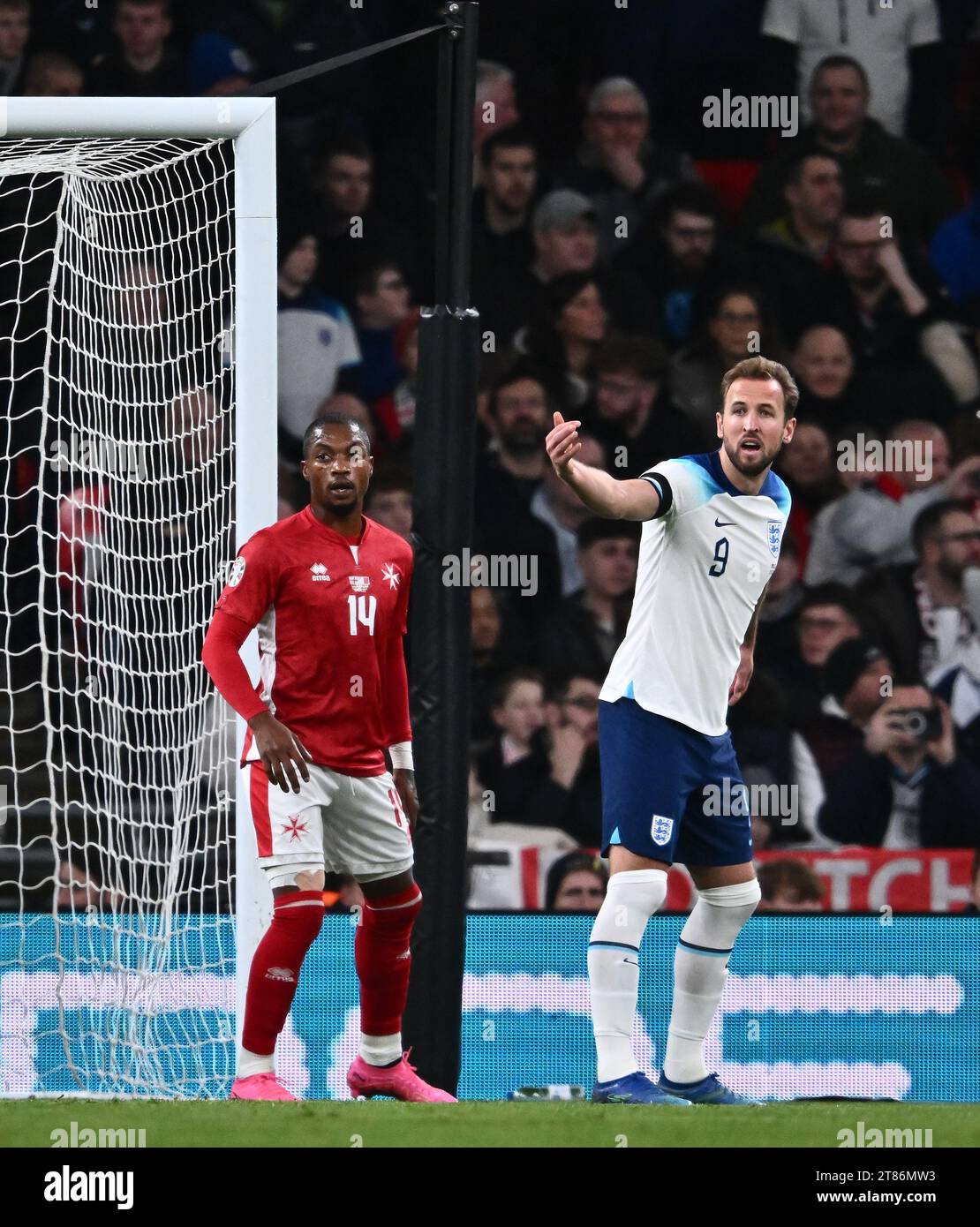 LONDON, ENGLAND - November 17: Kemar Reid of Malta, Harry Kane of ...