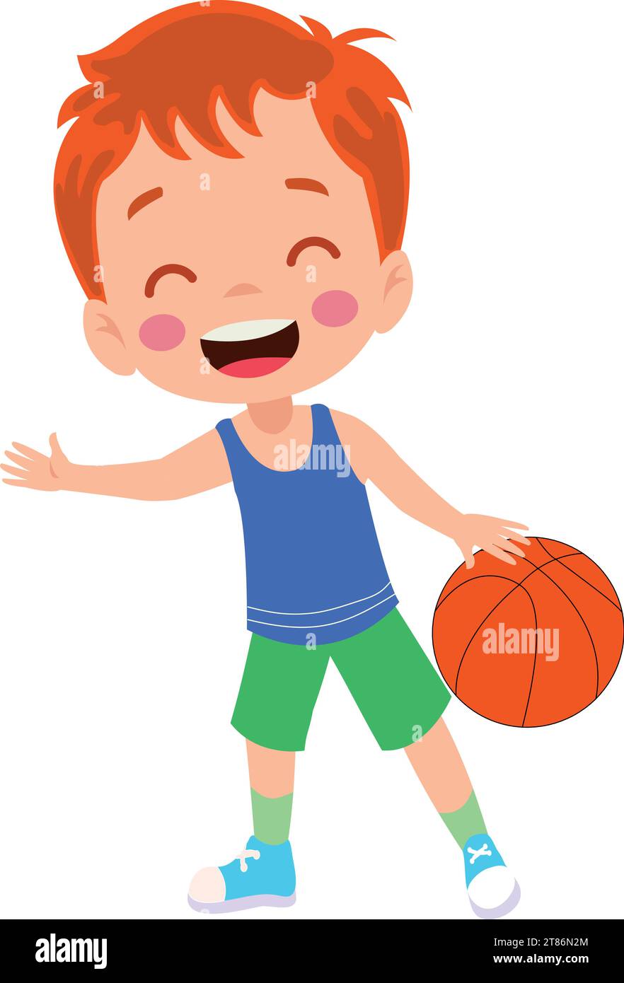 Vector Illustration Of Kid Playing Basketball Stock Vector Image & Art ...