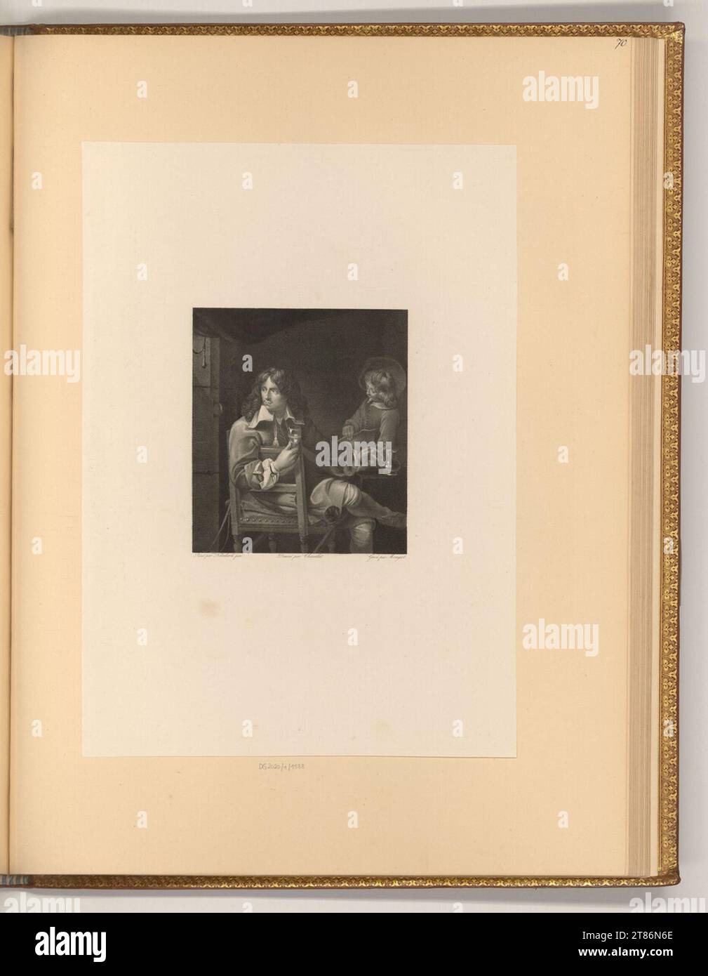 Jean Joseph Mougeot (Engraver) Interior with two young men. Etching ...