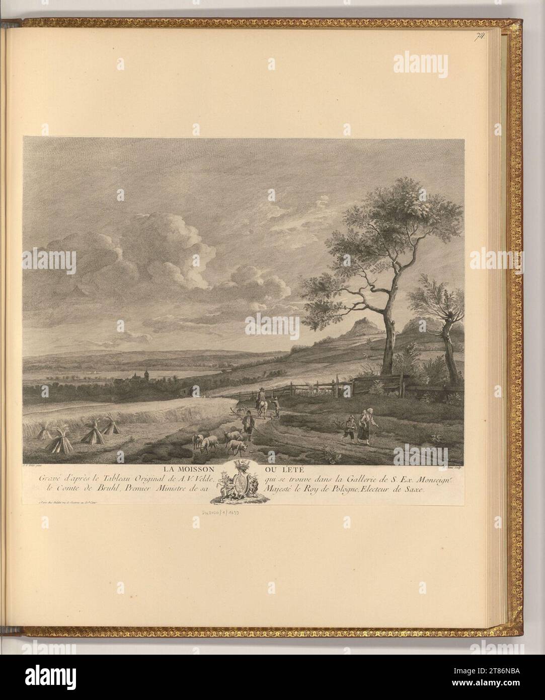 Pierre Chenu (Engraver) Landscape with wheat field and shepherd on a ...