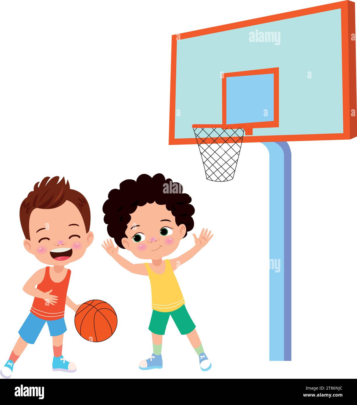 Vector Illustration Of Kid Playing Basketball Stock Vector Image & Art ...