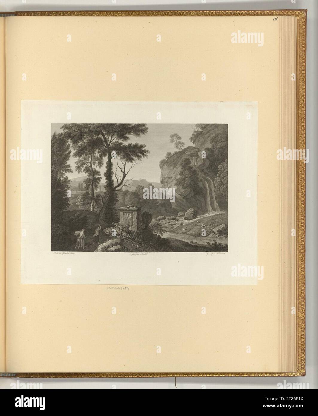 Carl Ludwig Frommel (Engraver) Arcadian river landscape with tomb ...