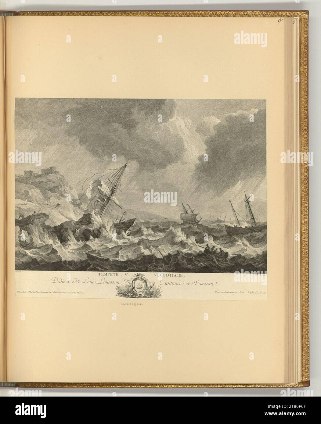 Jacques-Philippe Le Bas (Engraver) Sailing ships on the stormy seas ...