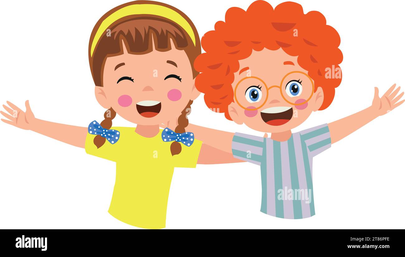 little kid hug best friend and feel happy Stock Vector Image & Art - Alamy