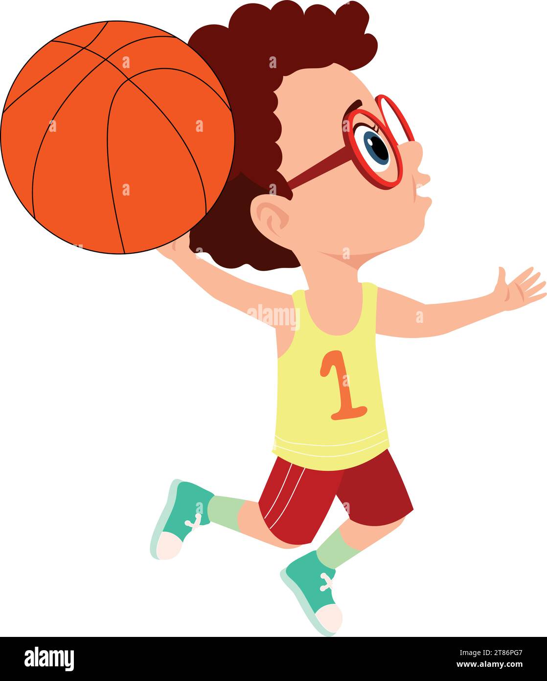 Vector Illustration Of Kid Playing Basketball Stock Vector Image & Art ...