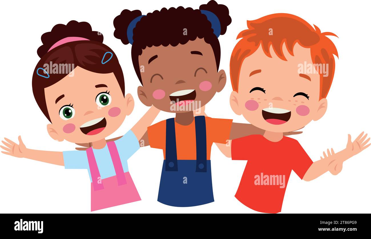 little kid hug best friend and feel happy Stock Vector Image & Art - Alamy