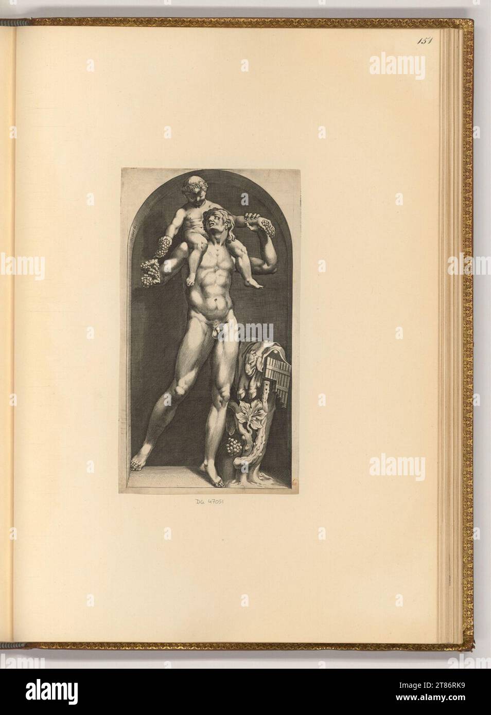 Cornelis Cort (Engraver) Faun wears the young Bacchus. Copper engraving ...