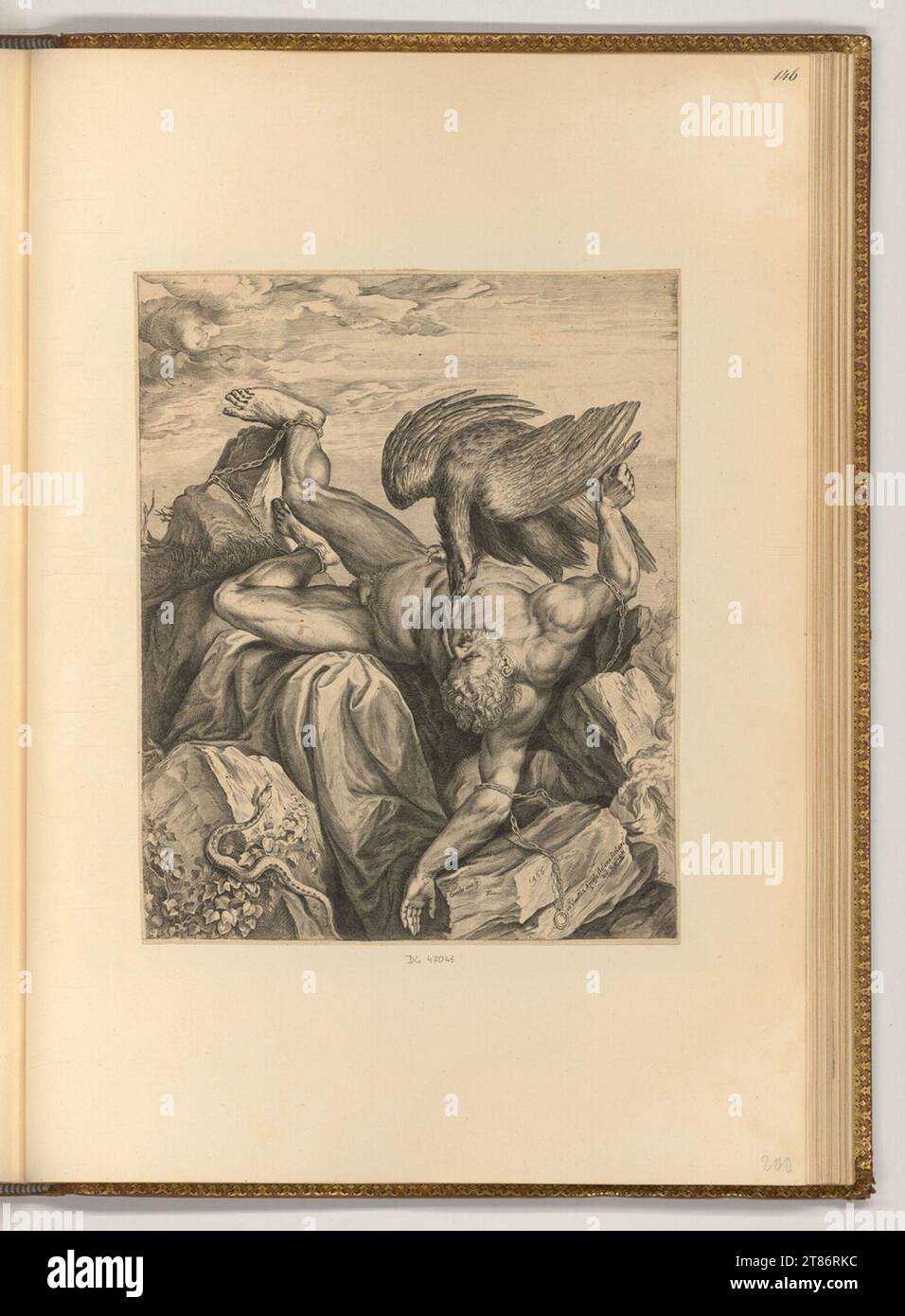 Cornelis Cort (Engraver) Tityos. Copper engraving print 1566 , 1566 ... Cornelis Cort (Engraver) Tityos. Copper engraving print 1566 , 1566 ...