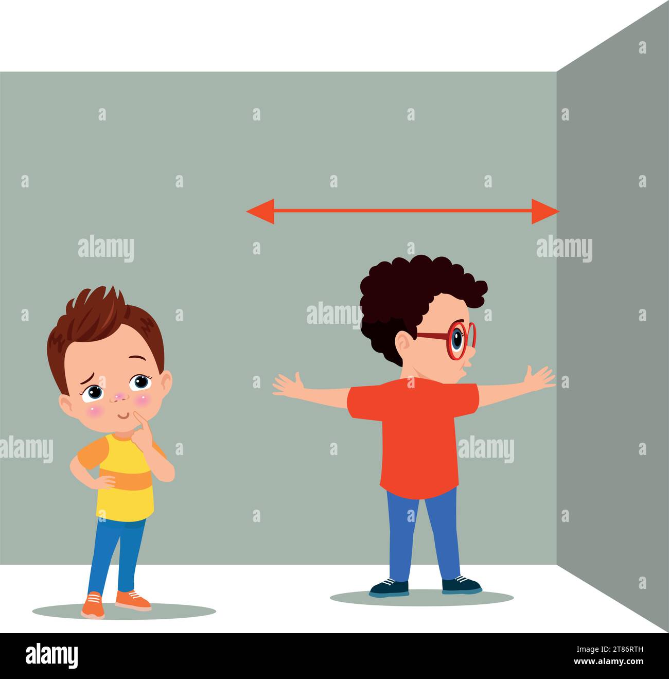 cute little boy measure length using hand span Stock Vector Image & Art ...