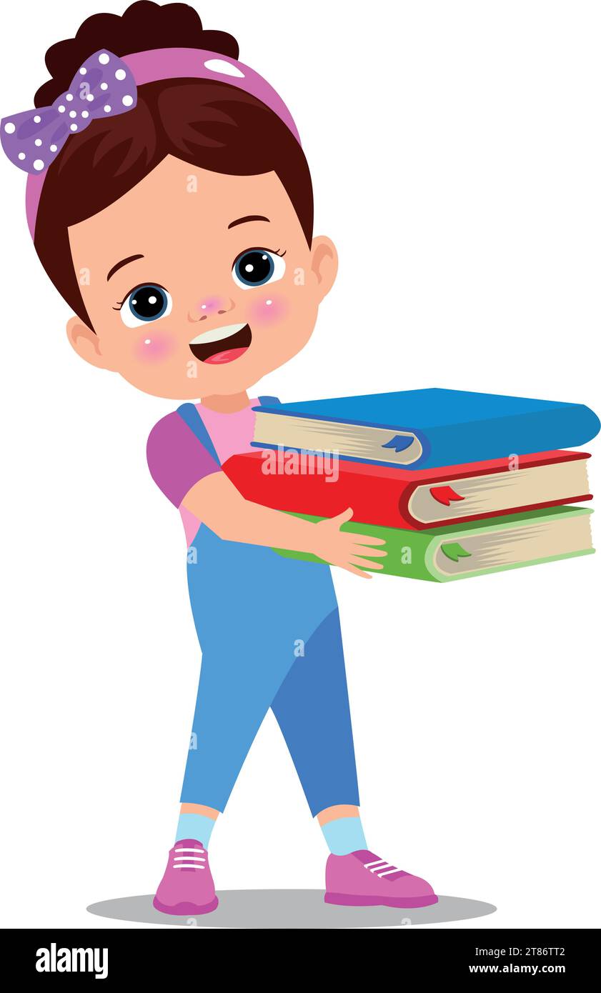 Cartoon boy holding a pile of books Stock Vector Image & Art - Alamy