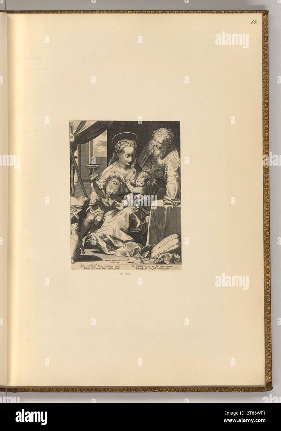 Johann Sadeler d. Ä. (Engraver) The holy family. Copper engraving print ...