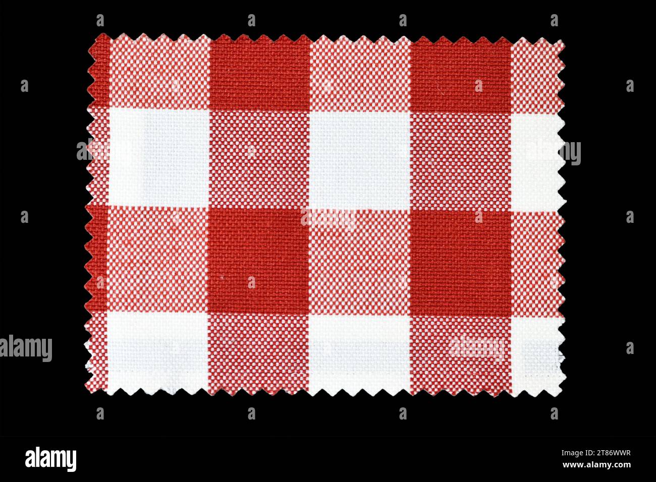 Red checkered fabric pattern sample isolated on black background Stock ...