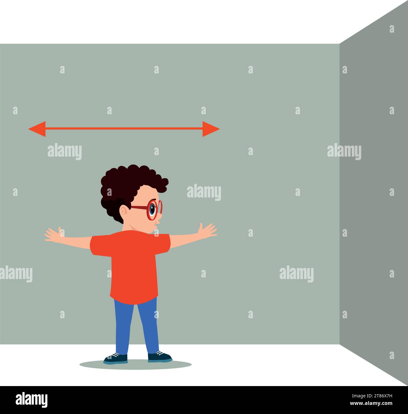 cute little boy measure length using hand span Stock Vector Image & Art ...