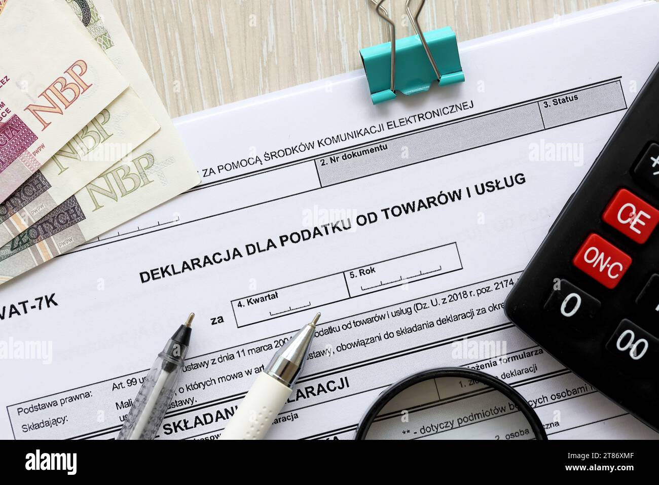Declaration for tax on goods and services VAT-7K form on accountant ...