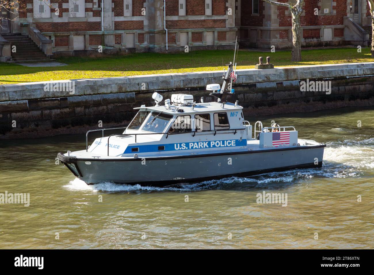 US Park Police boat, Ellis Island, New York, United States of America ...