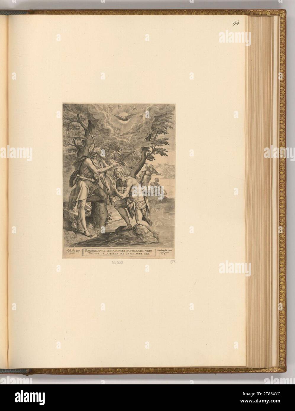 Antonie Wierix II (Engraver) The baptism of Christ. Copper engraving print 1584 , 1584 Stock ...