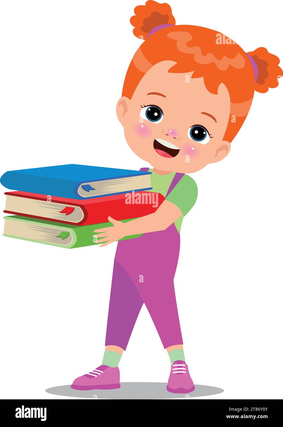 Cartoon boy holding a pile of books Stock Vector Image & Art - Alamy