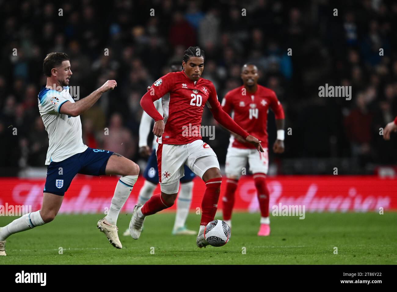 LONDON, ENGLAND - November 17: Jordan Henderson of England, Yannick ...