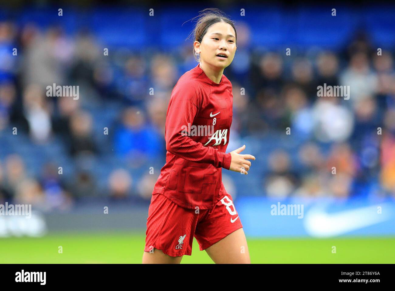 Kingston, UK. 18th Nov, 2023. Fuka Nagano of Liverpool Women warms up ...
